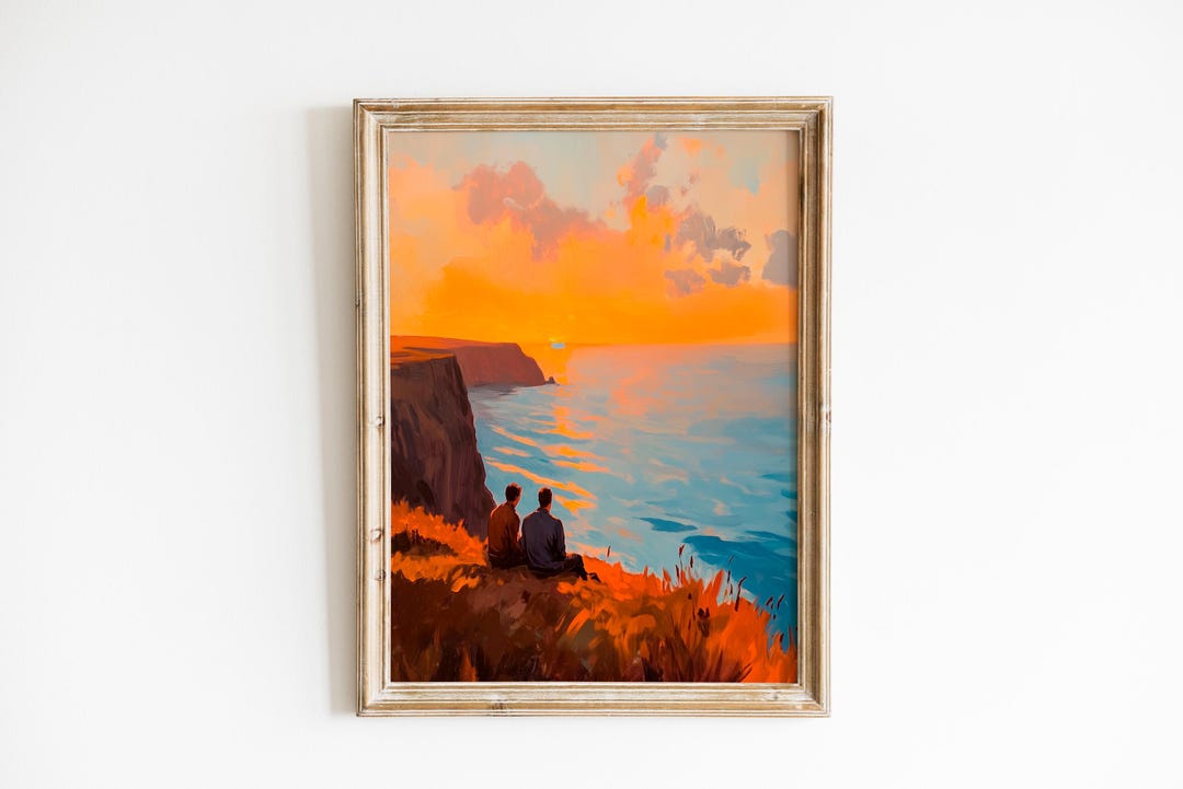 Coastal Romance at Sunset - Moody Seaside Cliffs, Romantic Couple Ocean ...