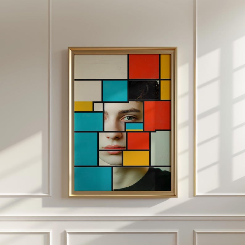 Moody Modern Portrait in Fragmented Grid - Surreal Pop-art Style ...