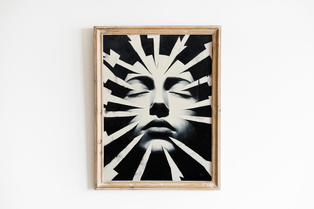 Moody Printable Stencil-style Portrait - Dramatic Black & White Art ...