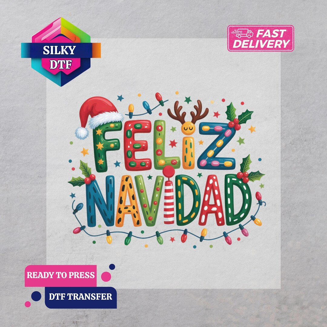Feliz Navidad, calcomanía termoadhesiva navideña mexicana, lista para ...