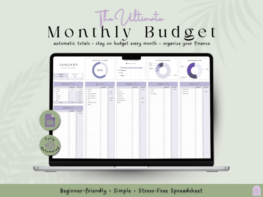 Monthly Budget Spreadsheet, Subscription Tracker (digital Download) - Etsy