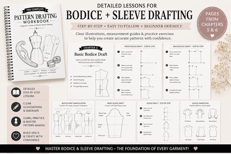 Pattern Drafting Exercise Book | Digital Sewing Workbook | Fashion ...