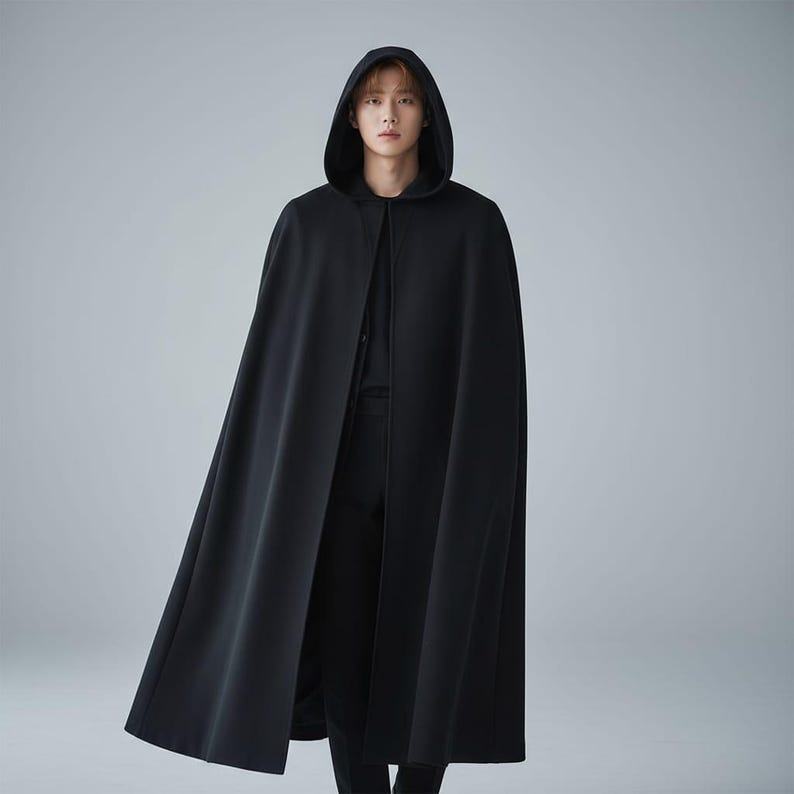 Men’s Winter Cape Sewing Pattern PDF – Long Hooded Reversible Cloak for ...