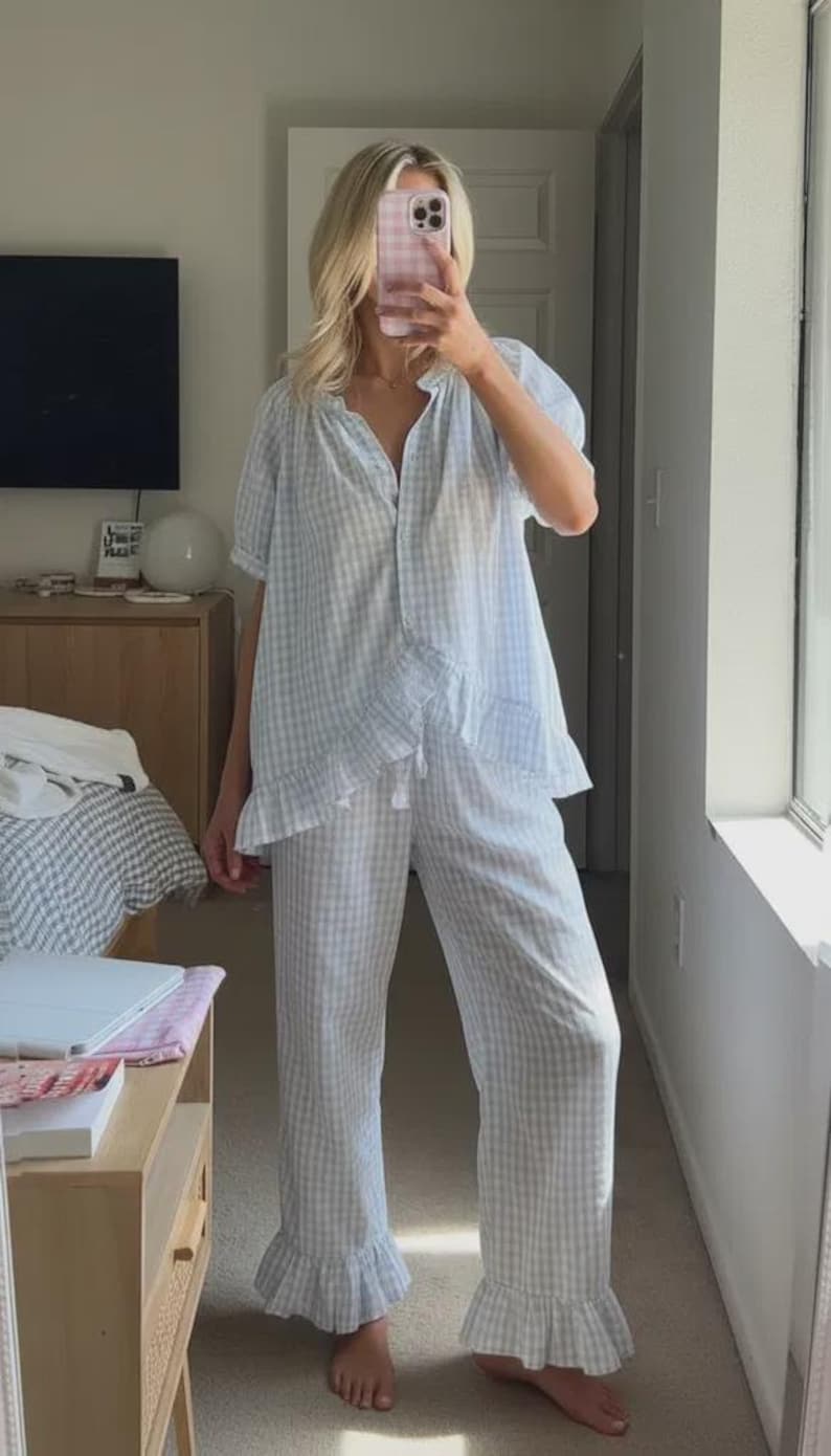 Women’s Pajama Sewing Pattern PDF | Ruffle Top & Pants Set | Sizes S–XL ...