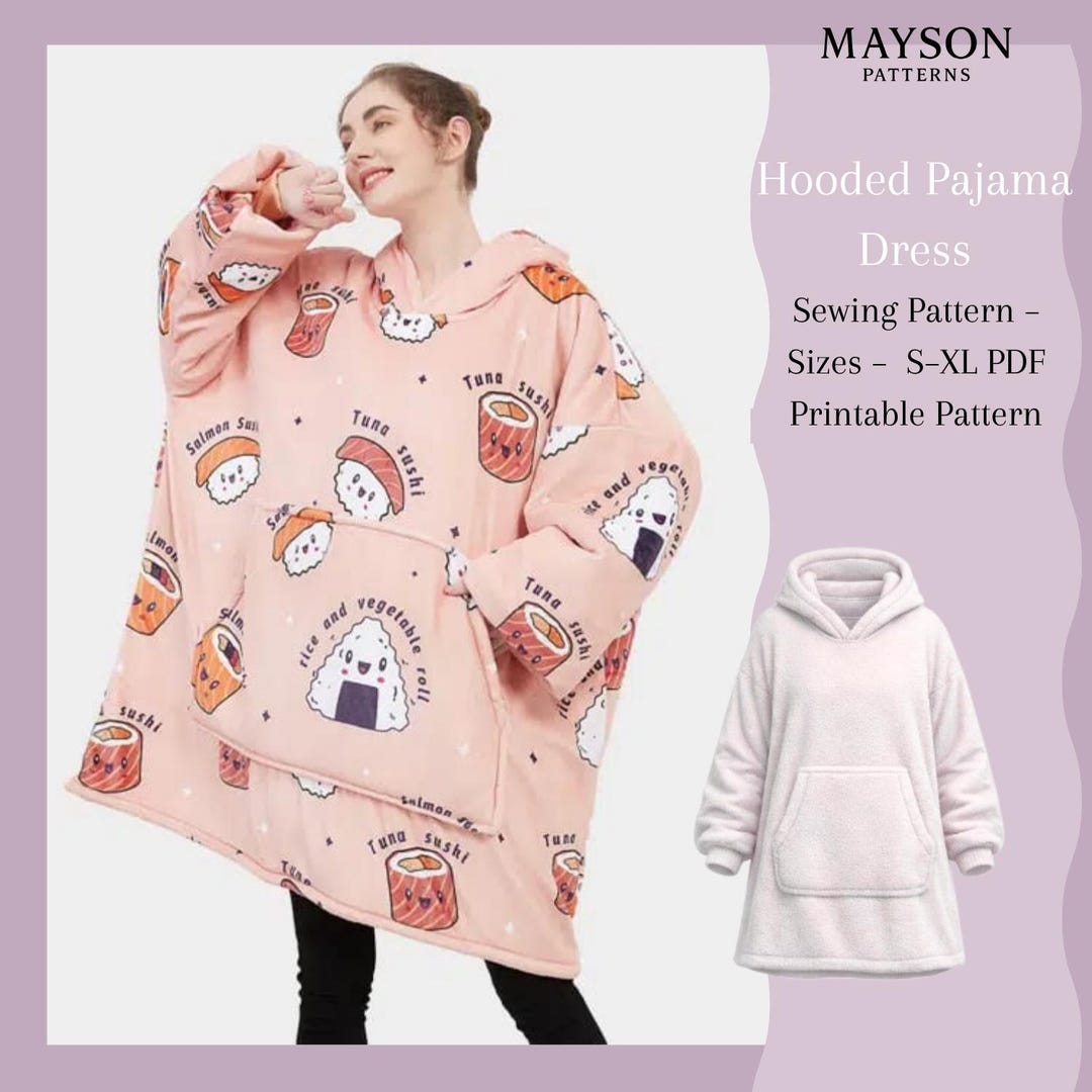 Hooded Pajama Dress Sewing Pattern | PDF A4 | Sizes S–XL | Cozy ...