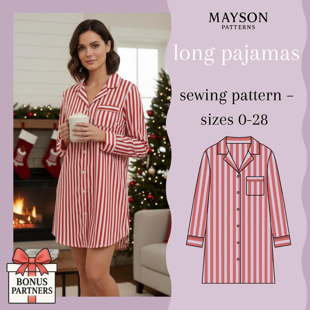 Woven Pajama Set Sewing Pattern PDF | Urban Button-up | Sizes 0–28 Cups ...