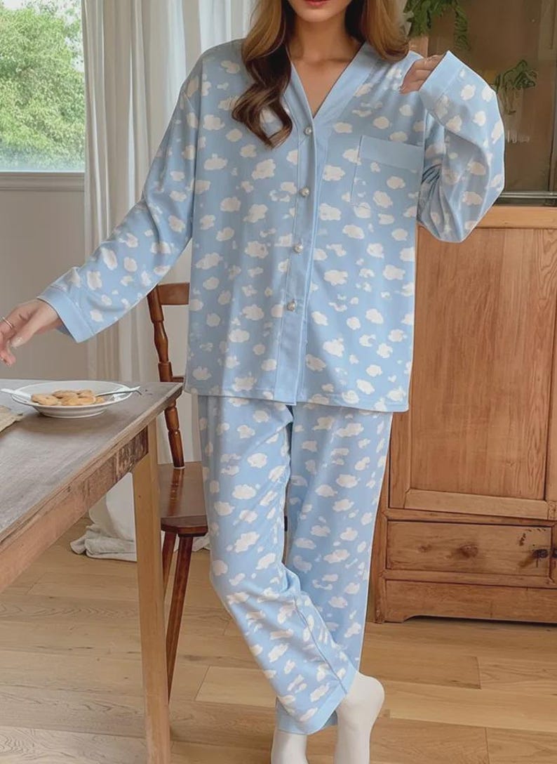 Women’s Pajama Sewing Pattern PDF | A4 Only | Sizes S–XL | Button Front ...
