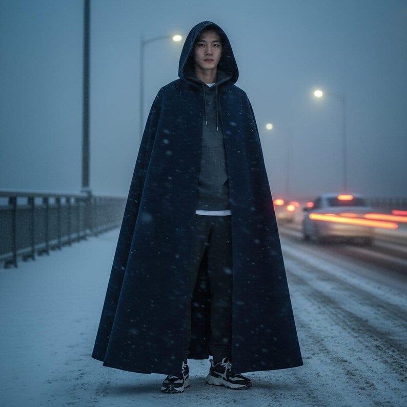 Men’s Winter Cape Sewing Pattern PDF – Long Hooded Reversible Cloak for ...