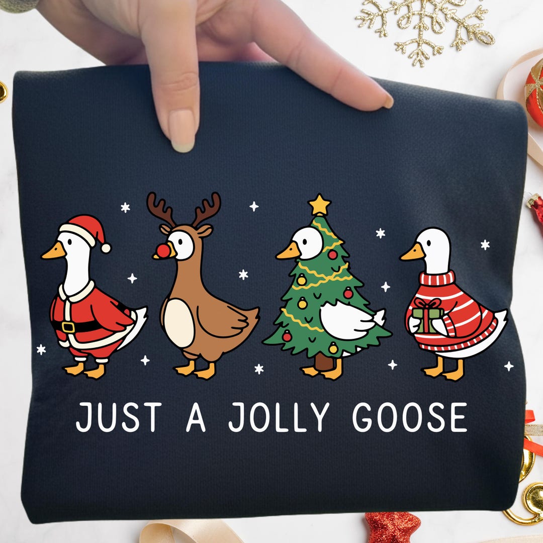 Funny Christmas Goose PNG Clipart, Holiday Sweater Design (digital ...