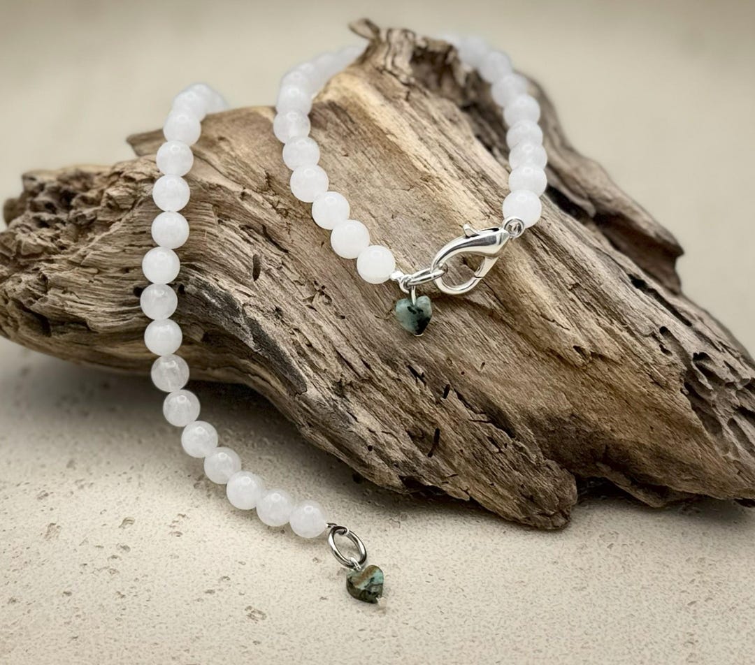 KAJA - Handmade Bracelet With White Quartz and a Heart Charm Made of ...