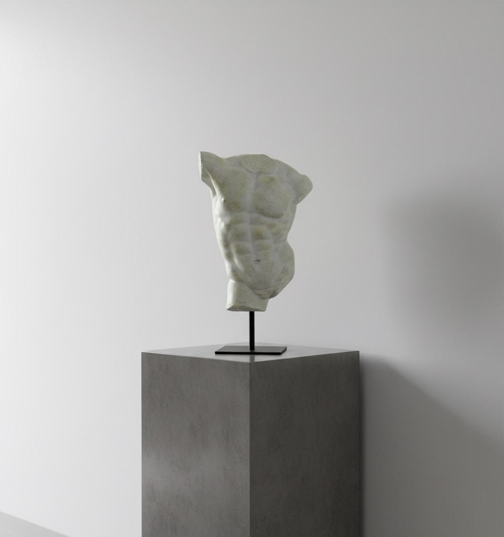 Premium Greek Torso Statue - White Marble Effect Male Body Sculpture ...
