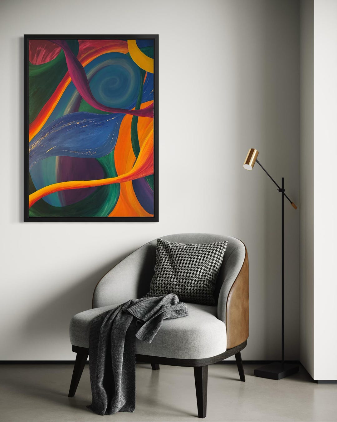 Bold Acrylic Canvas Painting 48”x36”-entwined Colors - Etsy