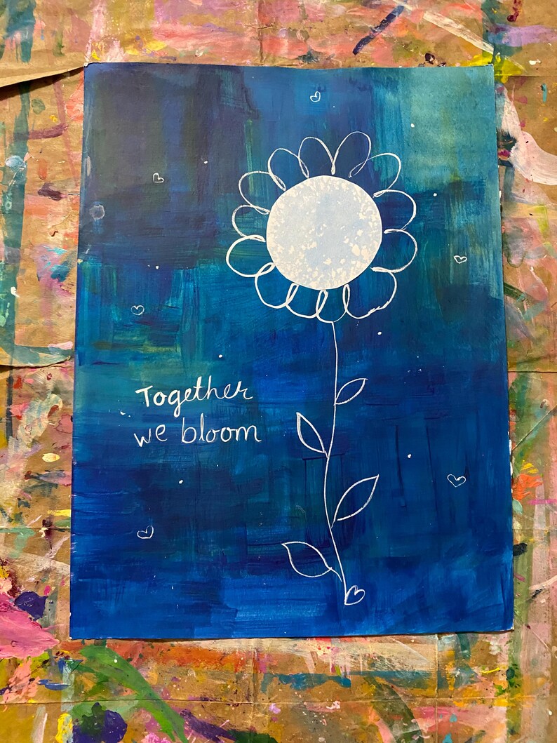 Together We Bloom Print, Minimalist Art Flower, Inspirational Quote ...
