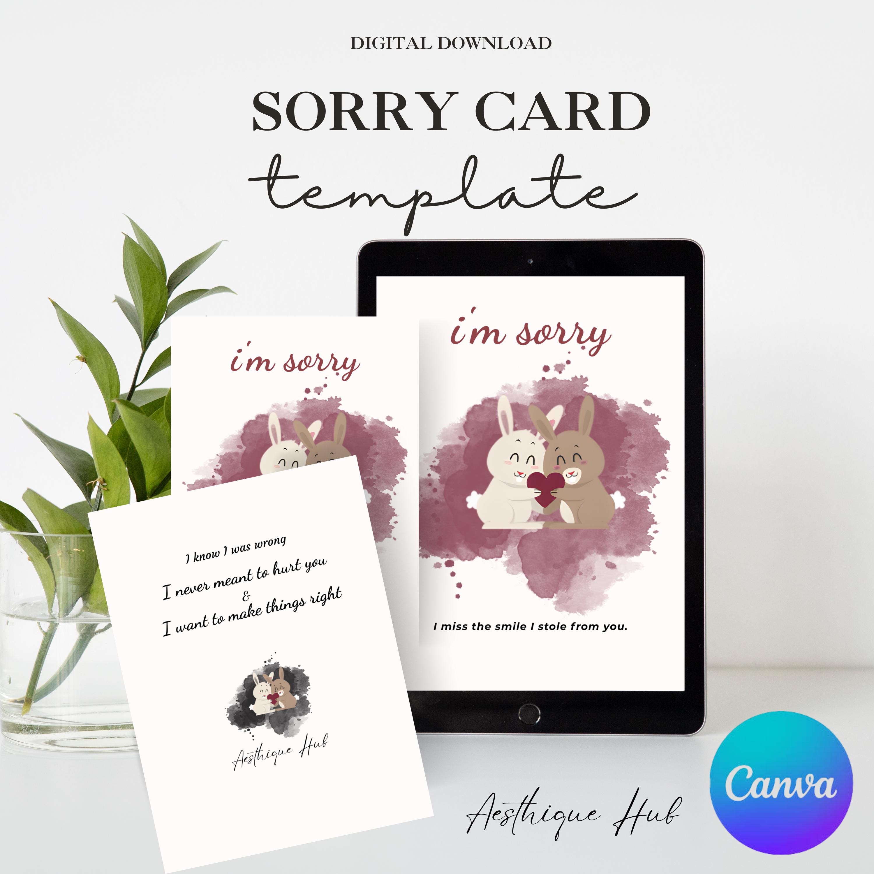 Editable Sorry Card – Printable Greeting Card for Apology & Special ...