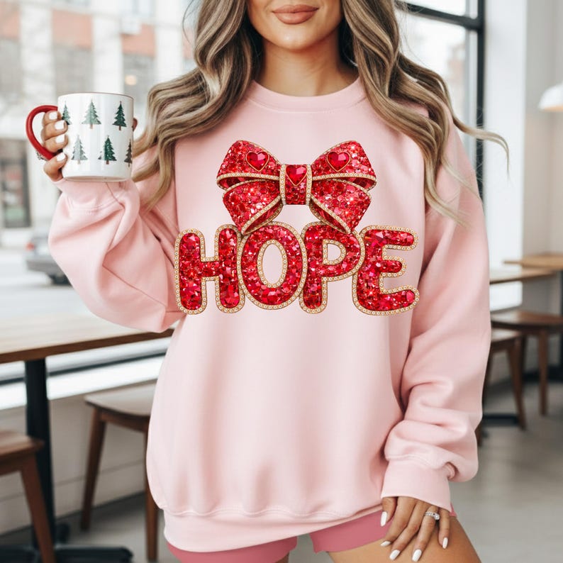 HOPE Red Crystal Sticker | Sparkling HOPE With Bow PNG | Glitter Love ...