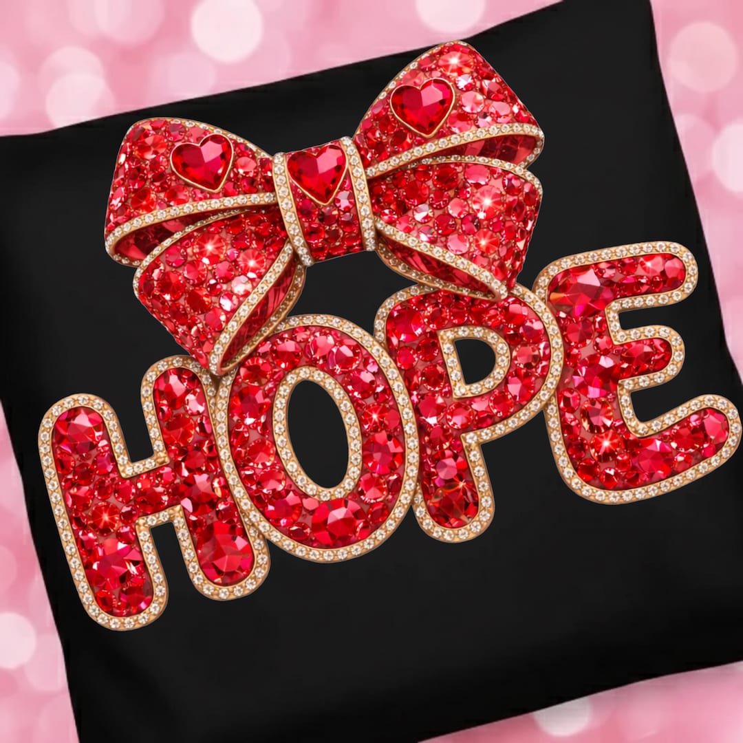 HOPE Red Crystal Sticker | Sparkling HOPE With Bow PNG | Glitter Love ...