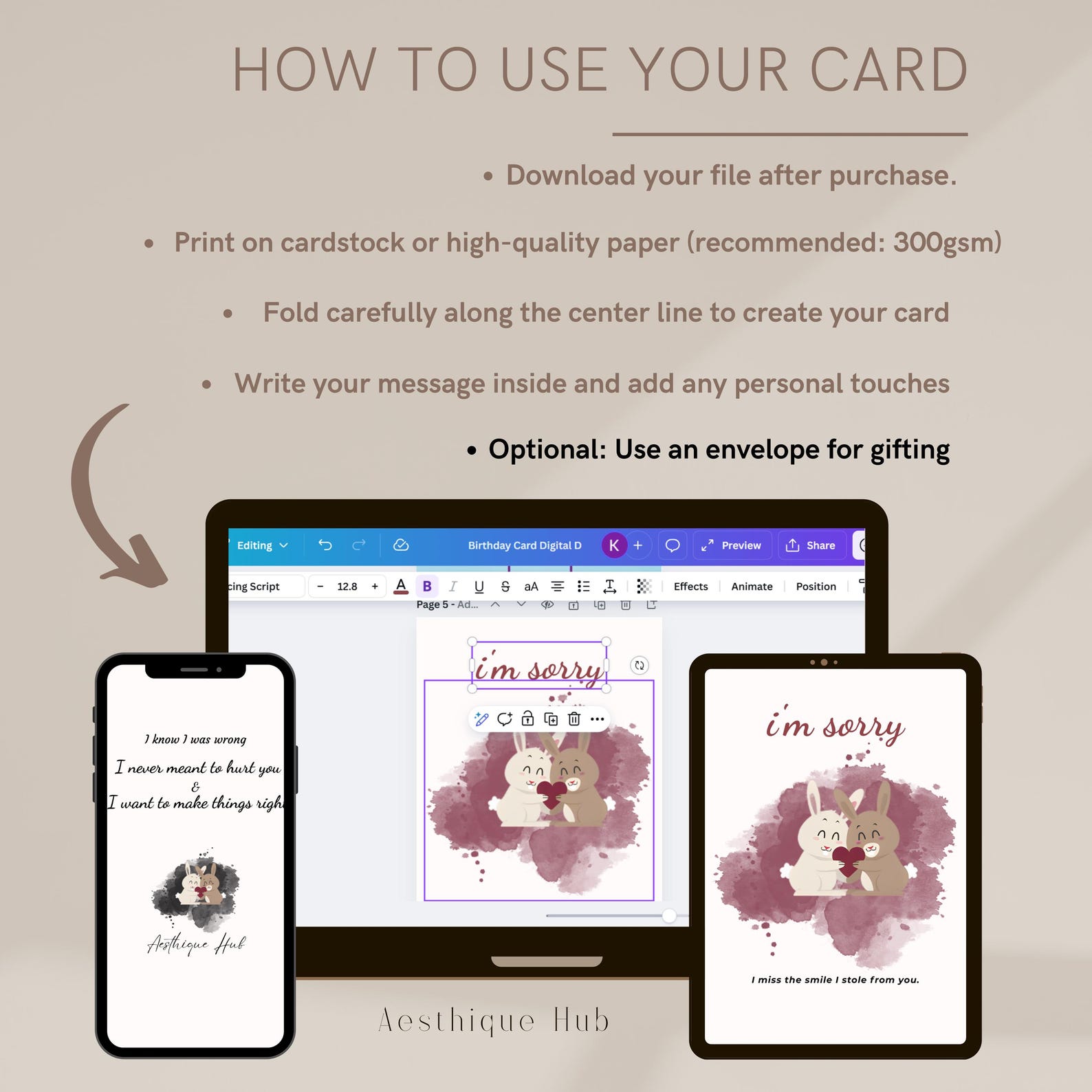 Editable Sorry Card – Printable Greeting Card for Apology & Special ...