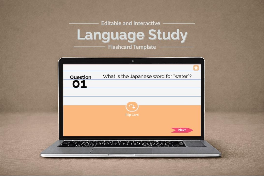 Language Study Flashcard Template | Interactive Editable Digital ...