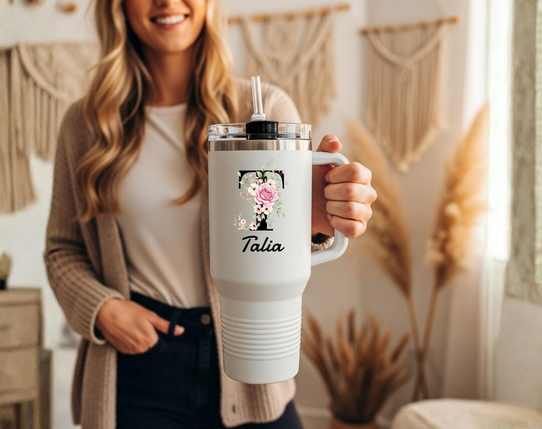 Personalized Letter T: 40 Oz Tumbler, Initial Mug, Custom Name Cup - Etsy