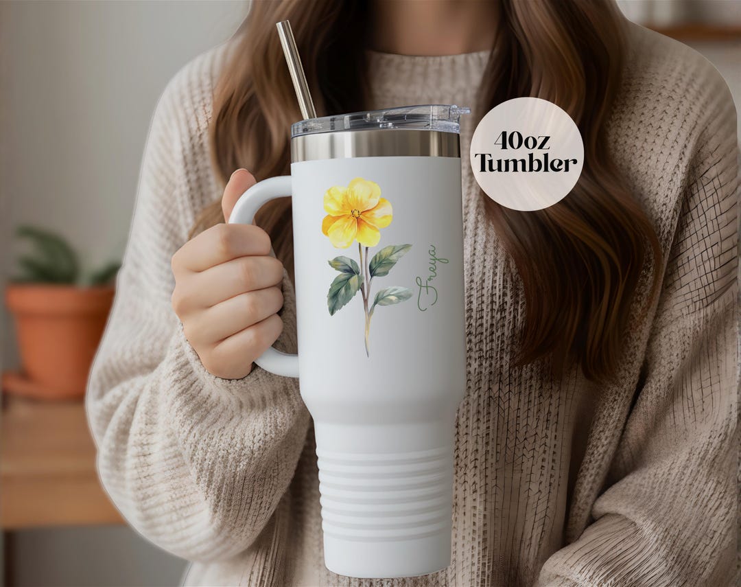 Personalized Birth Month Flower Gift - February Primrose: 40 Oz Tumbler ...