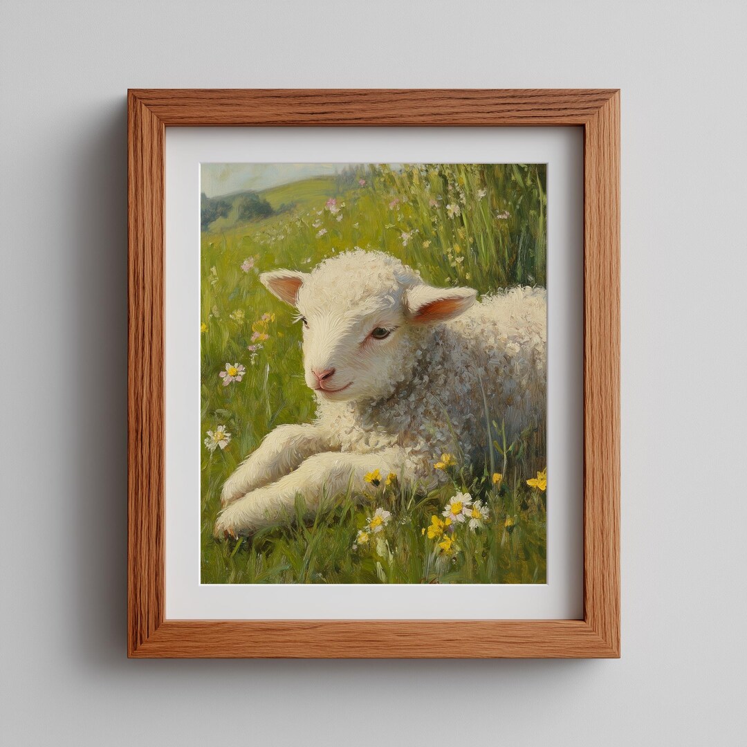 Cottagecore Newborn Lamb Printable - Rustic Farmhouse Nursery Wall Art ...