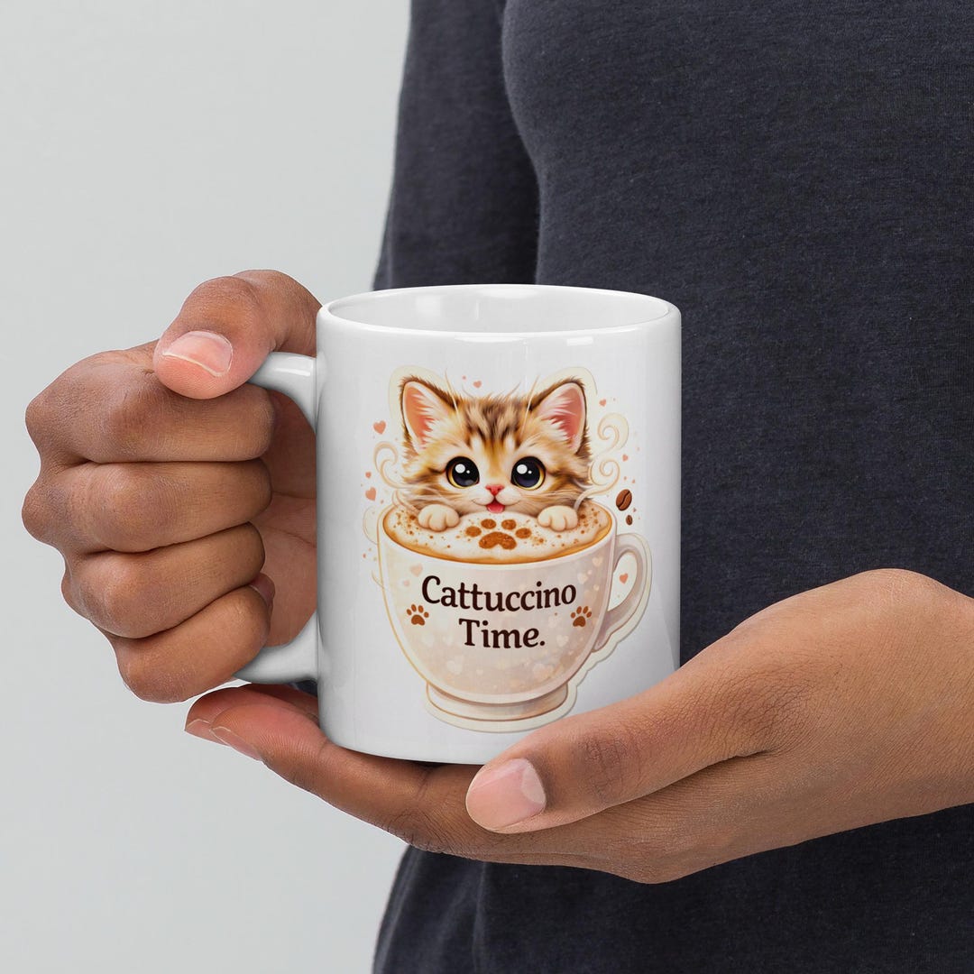Funny Cat Coffee Mug – Cattuccino Time – Cute Cat Lover Gift – Cat Mom ...