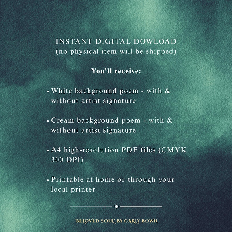 Printable Spiritual Poem | Beloved Soul | Divine Wall Art | Digital ...