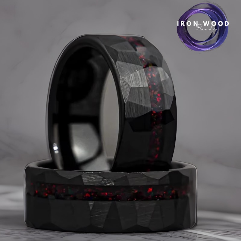 Red Meteorite Rings - Etsy UK