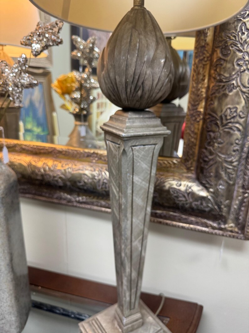 Heavy Cast Metal Table Lamps – Pair – Tall Traditional Column Design ...