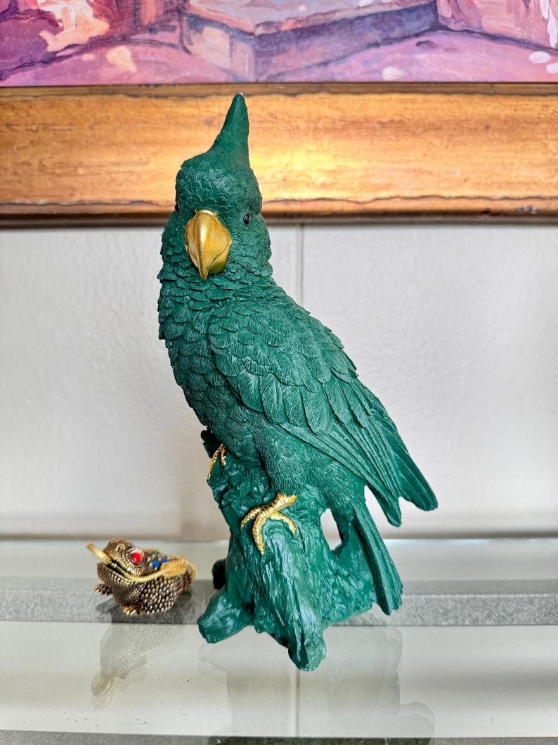 Resin Parrot Bird Statue, Decorative Cockatoo Sculpture, Farmhouse ...