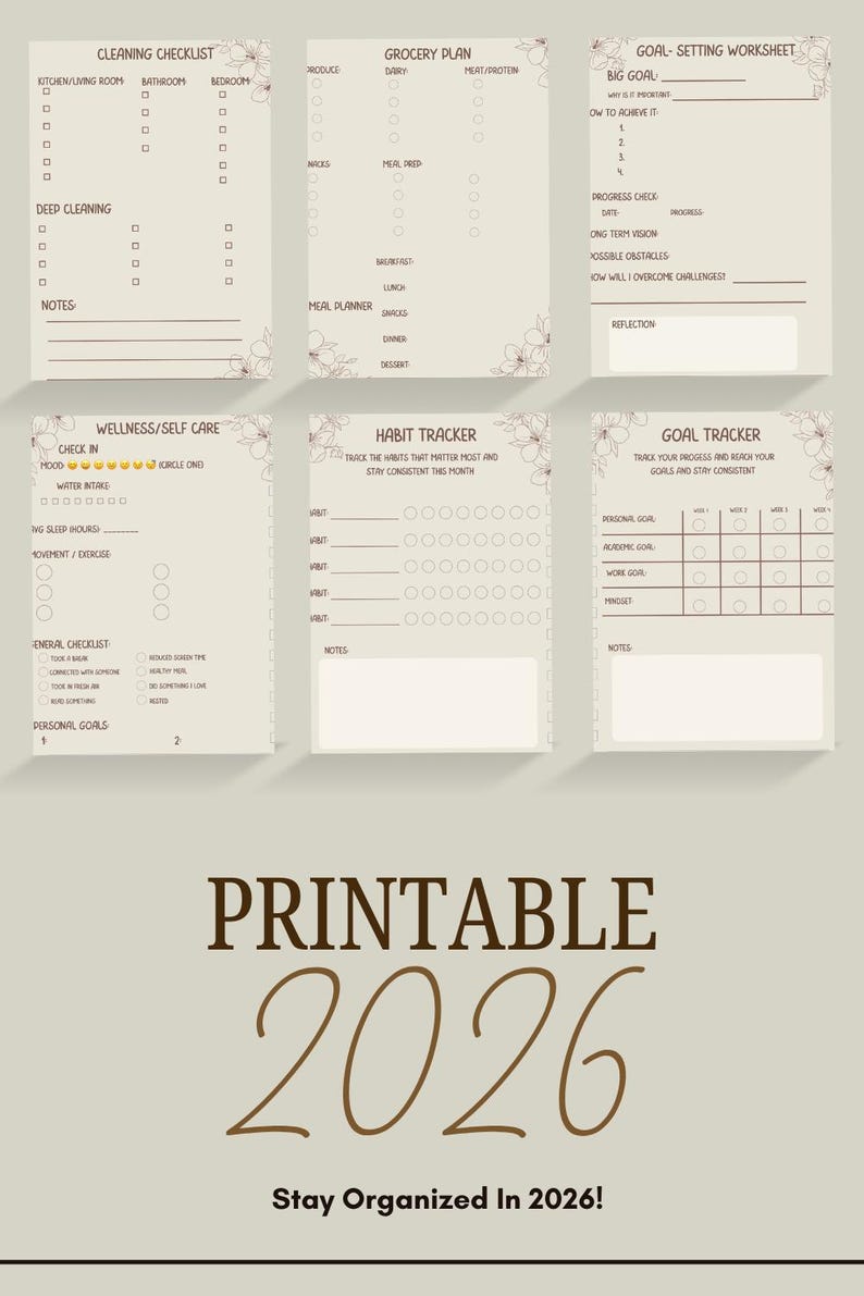 2026 Printable Planner – Digital PDF Organizer, Monthly, Weekly Pages ...
