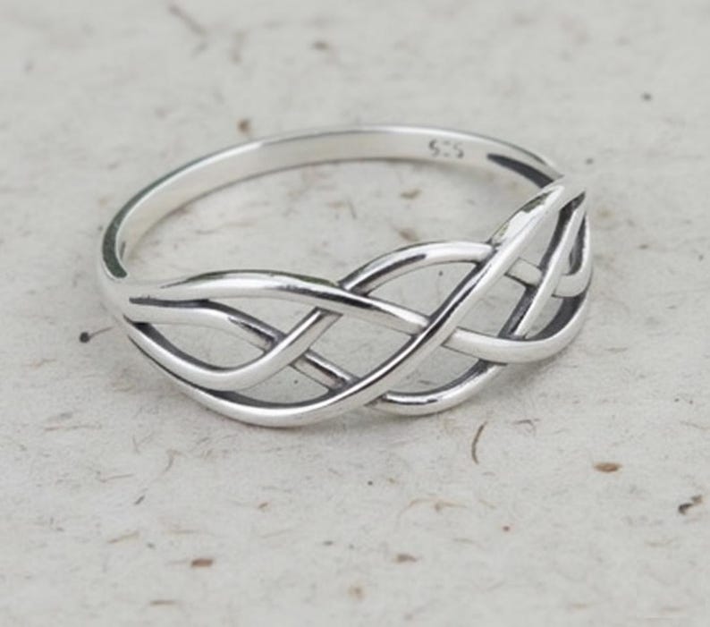 925 Sterling Silver Celtic Knot Ring, Intertwined Endless Knot Jewelry ...