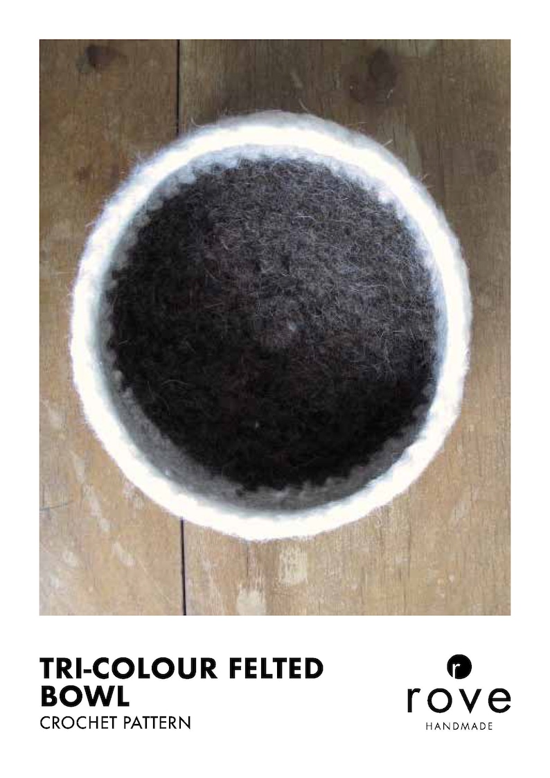 CROCHET PATTERN - Tri-colour Felted Wool Bowl - PDF Instant Download - Etsy