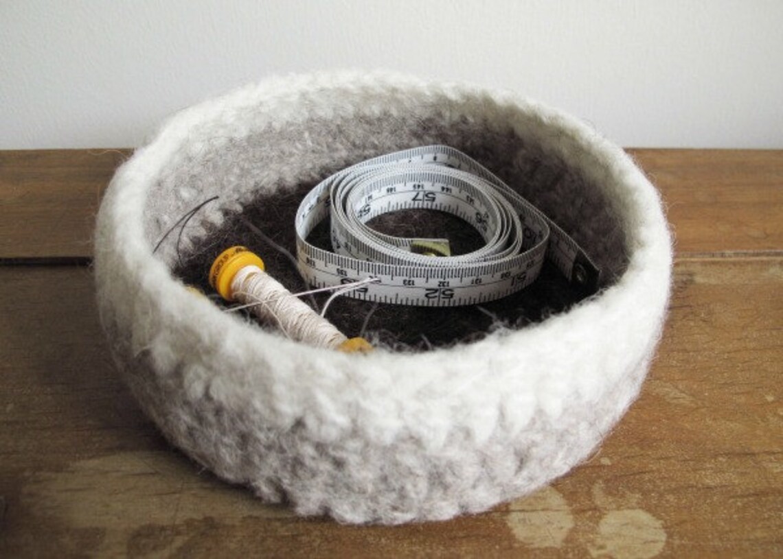 CROCHET PATTERN - Tri-colour Felted Wool Bowl - PDF Instant Download - Etsy