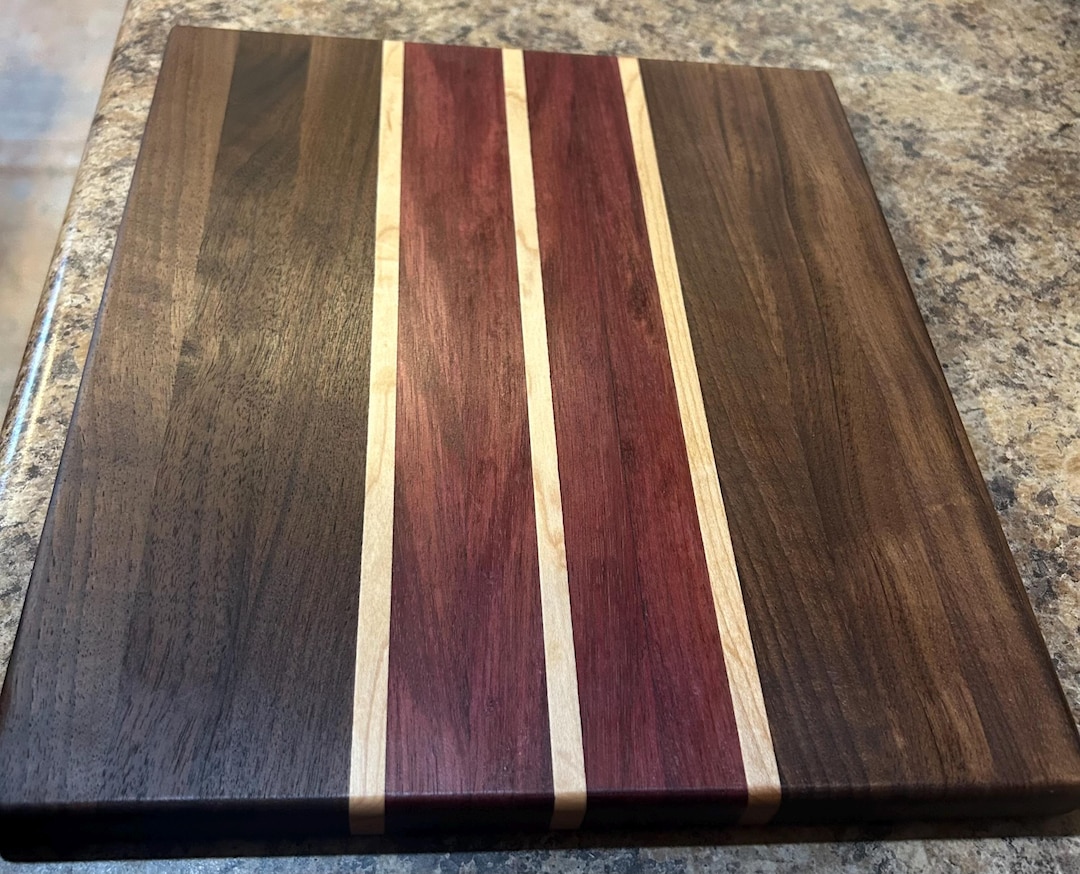 Handmade Walnut/purple Heart/maple Edge Grain Cutting Board - Etsy