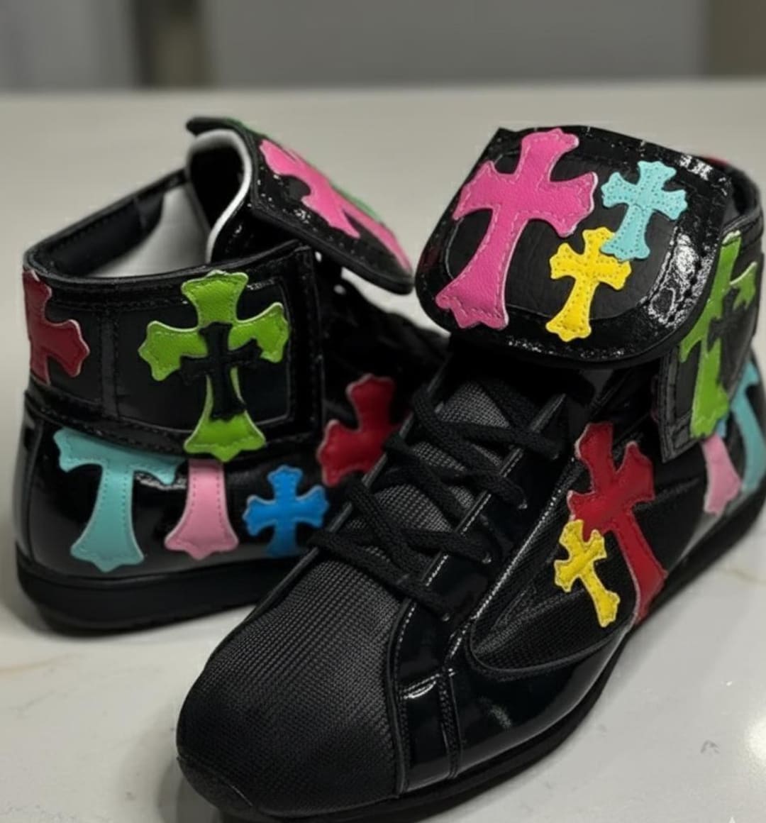 Custom Made Chrome Heart Design Boxing Boots, Custom Men's Wrestling ...