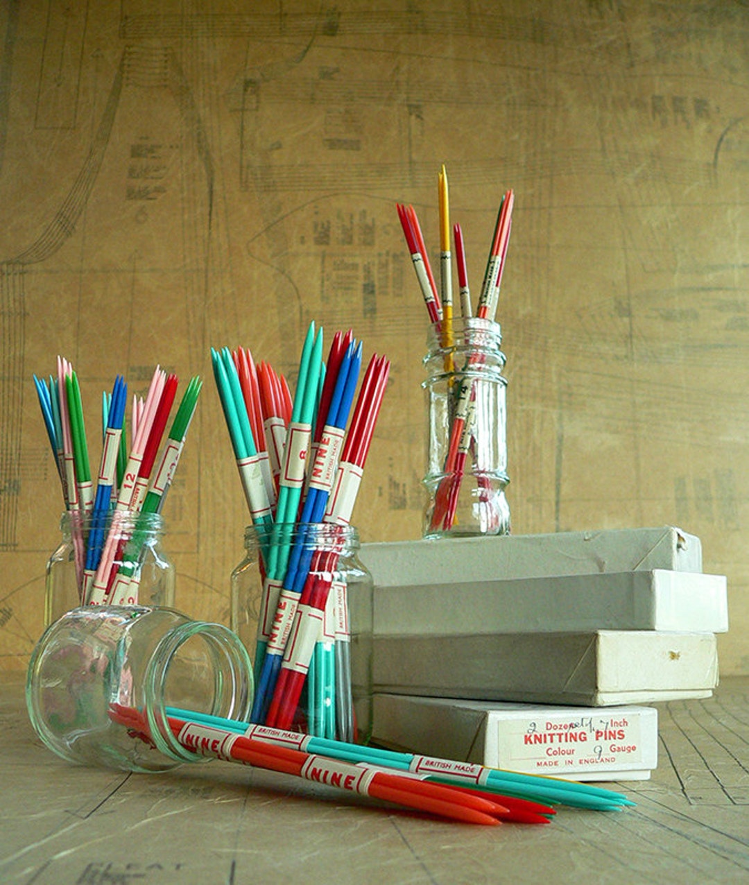 1950s Vintage Double Point Knitting Needles, Set of 4 Needles ...