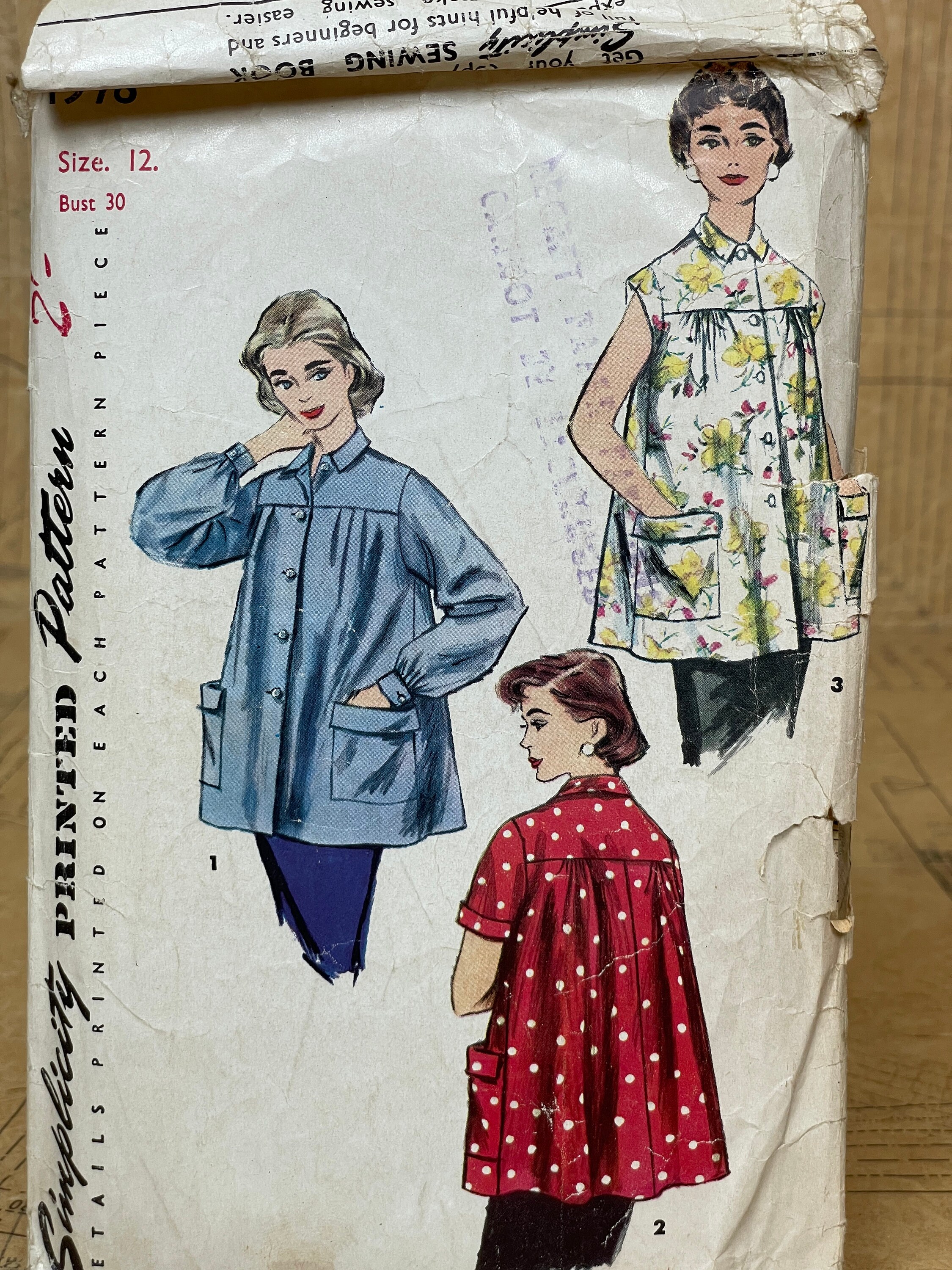 Original Mid 1950s Sewing Pattern. Simplicity Smock Pattern 4978. Bust ...