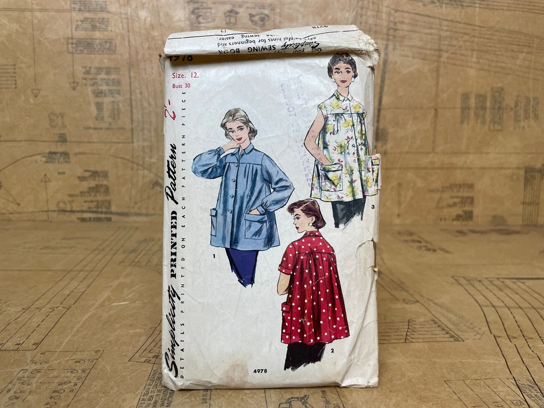 Original Mid 1950s Sewing Pattern. Simplicity Smock Pattern 4978. Bust ...