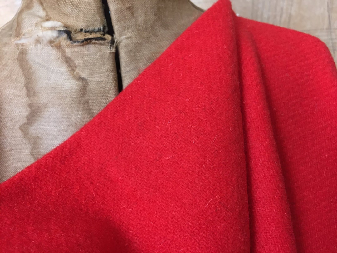 Length 2.85m. Vintage, Bold Red Wool Fabric Piece 3yds4” - Etsy