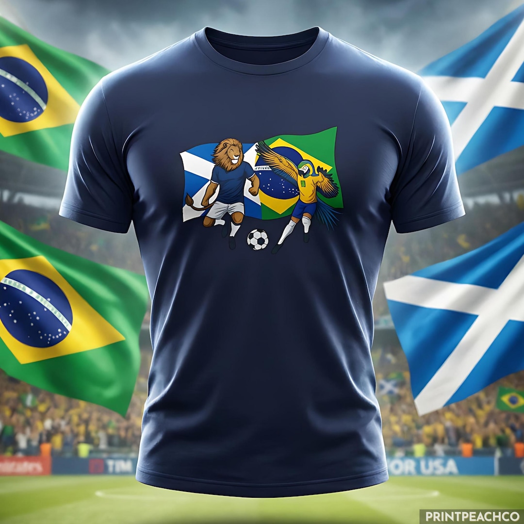 World Cup 2026 Scotland Vs Brazil Football Graffiti Mascots T-shirt ...