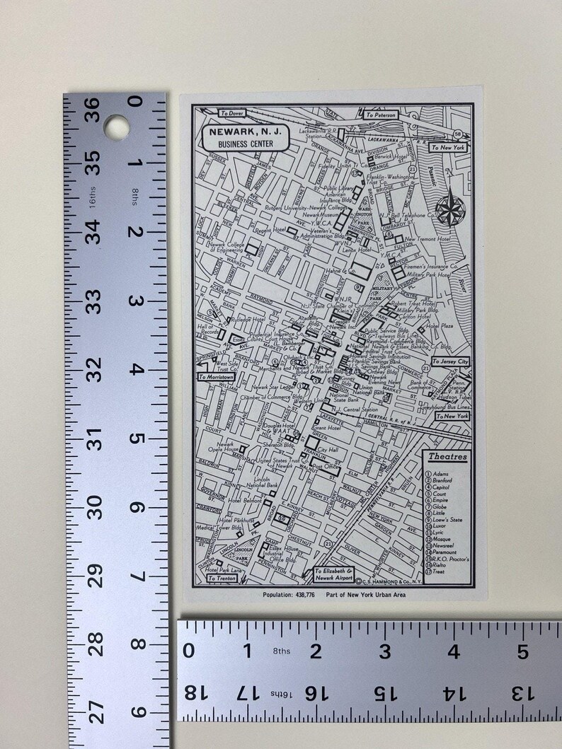 Newark NJ Downtown Business Center Map C.1956 Road Atlas Inset 7.5x4.5 ...