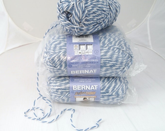 Chunky Yarn, Bernat Yarn, Softee Chunky Twist, Denim Ragg Yarn, Twisted ...