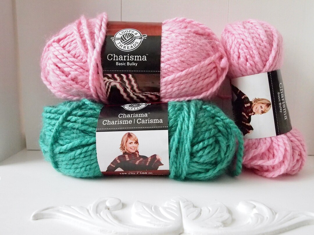 Chunky Pink and Green Acrylic Yarn, Loops and Threads Charisma, Bulky ...