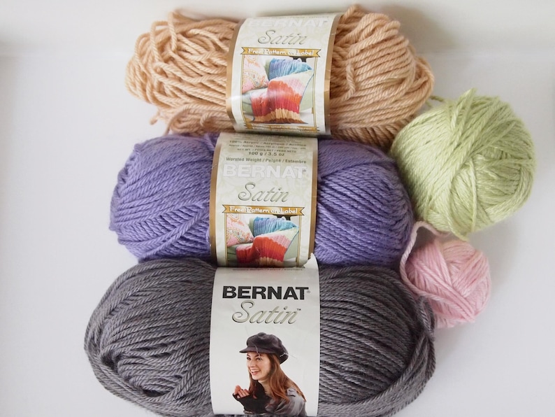Colorful Bernat Satin Yarn for Knitting and Crochet, Grey Mist Heather ...