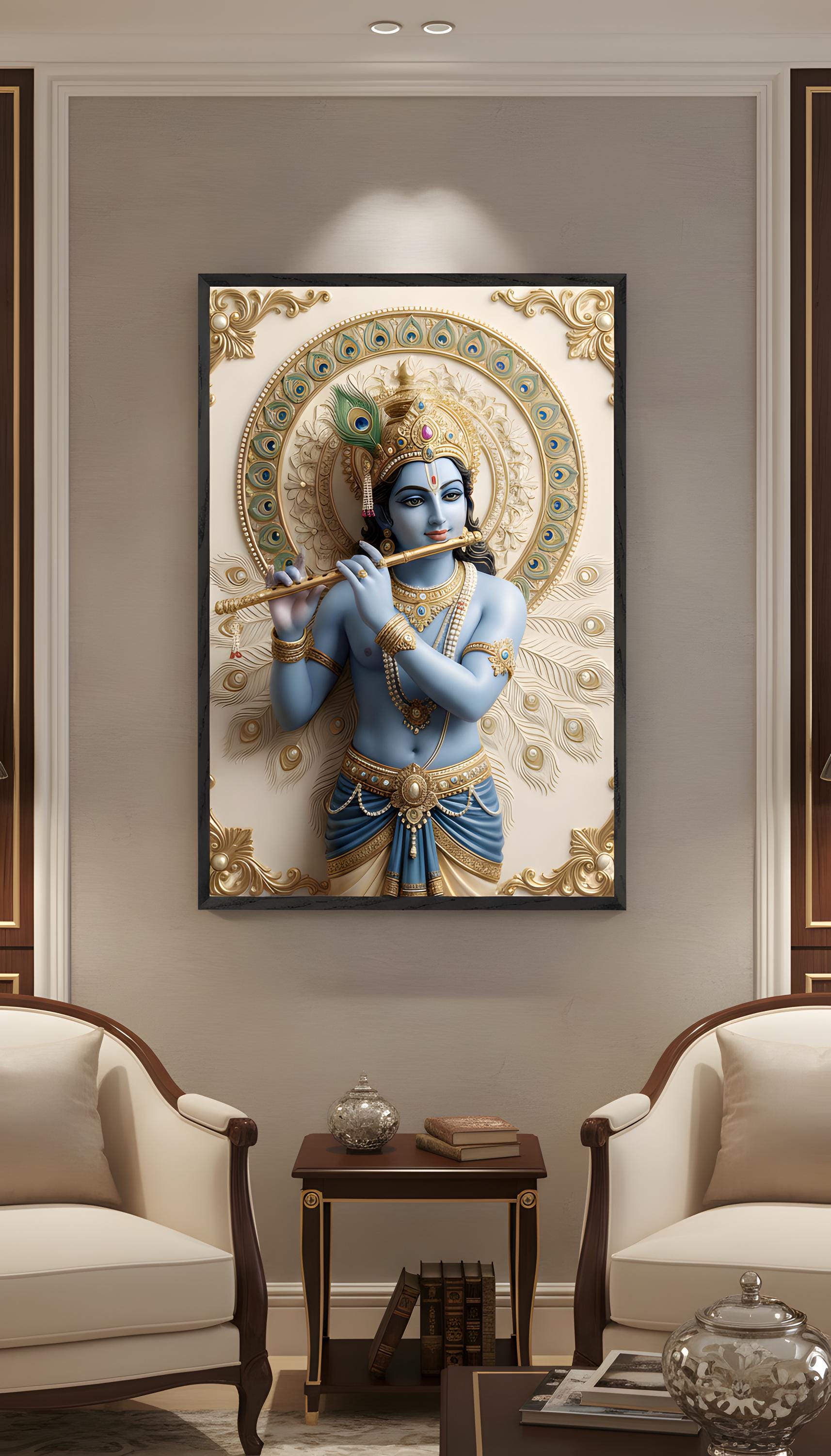 Krishna Meditation Room Poster, Meditation & Pooja Room Gift, Krishna ...