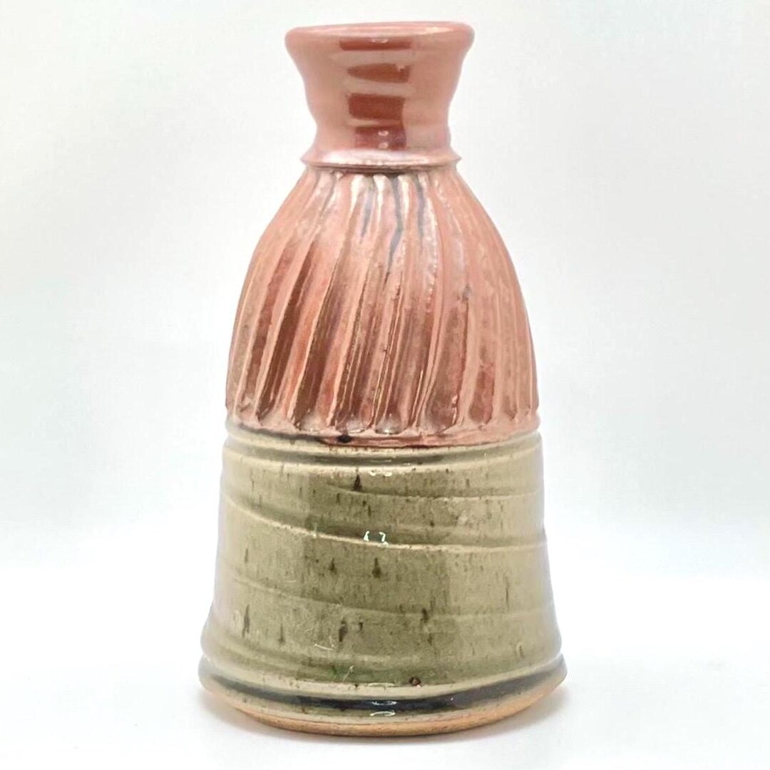 Vintage, Handmade Two-tone Swirl Pottery Vase/bottle, Rustic Red and ...