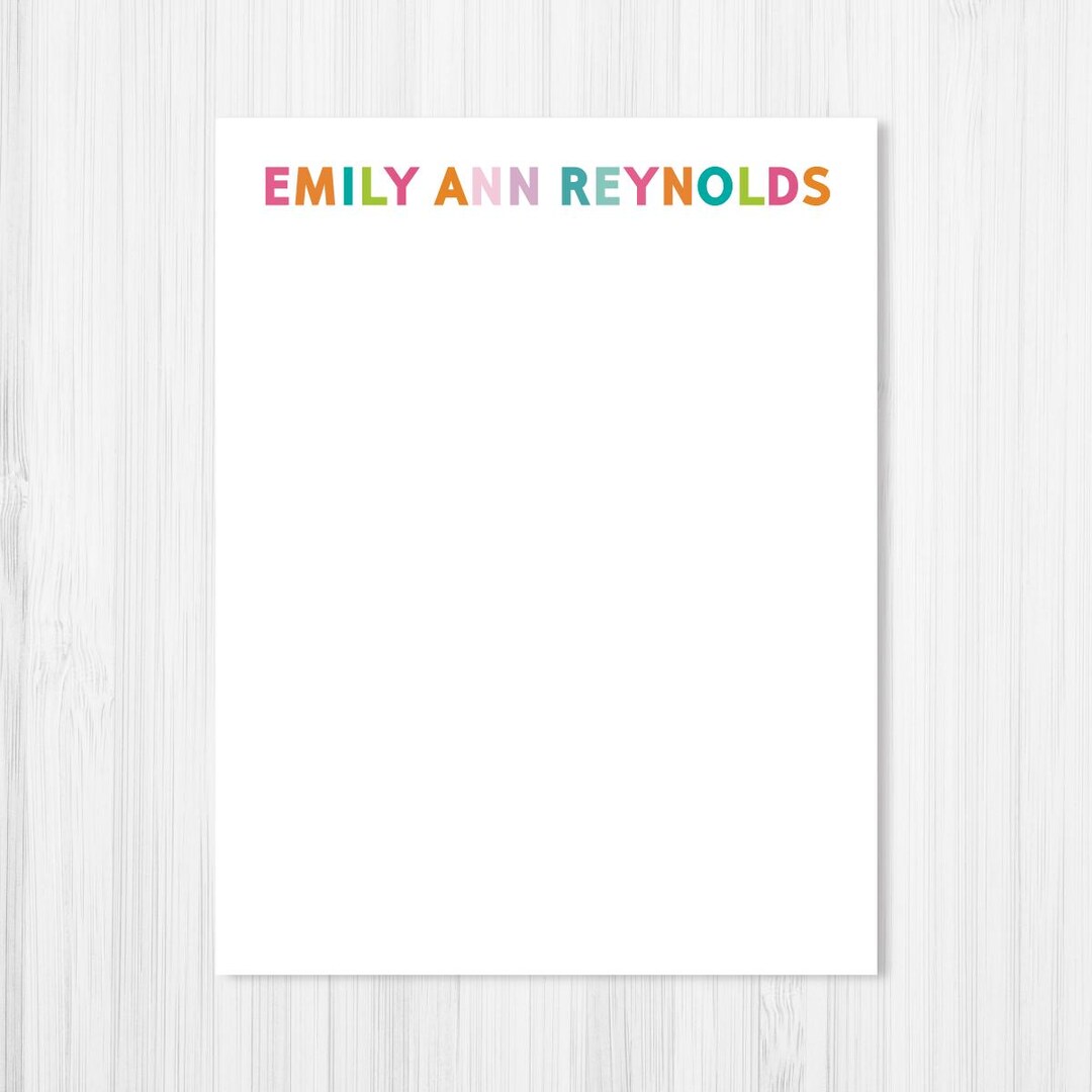 Personalized Cheerful Name Notepad | Colorful Customized Writing Pad ...