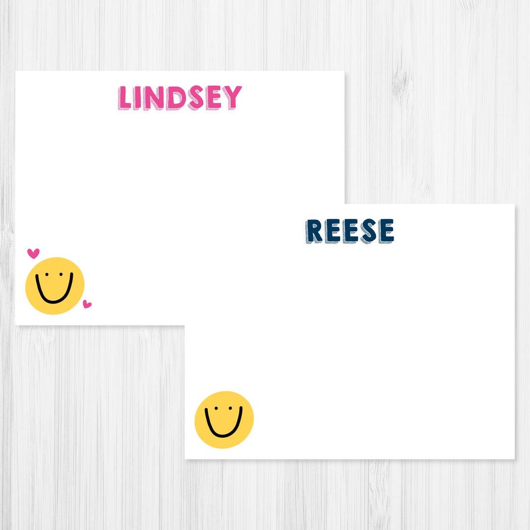 Happy Face Personalized Note Cards: Custom Stationery Set - Etsy