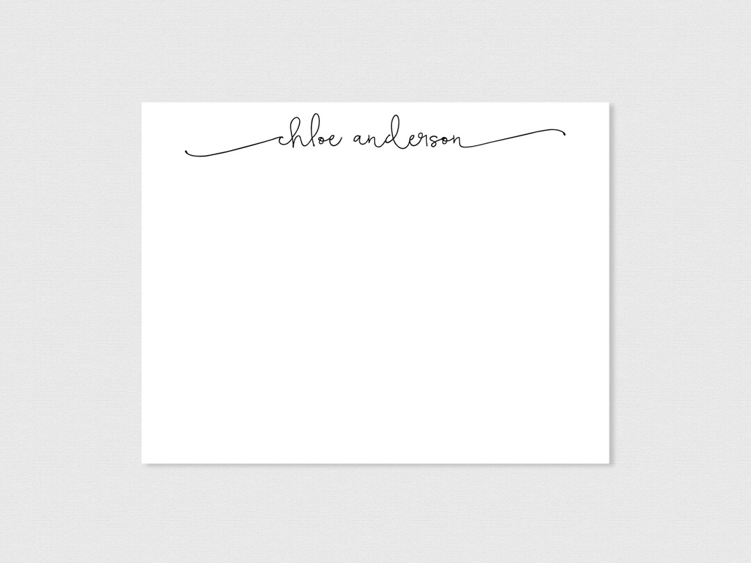 Personalized Stationery Set: Long Swash Name Flat Note Cards - Etsy